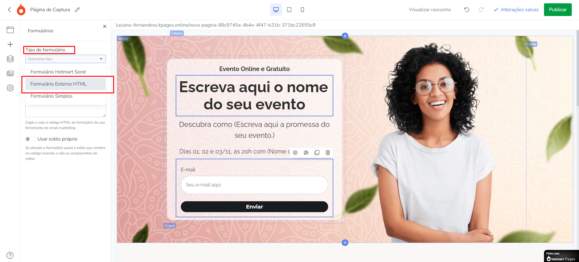 Como integrar um formulário via código HTML – Extensões Hotmart